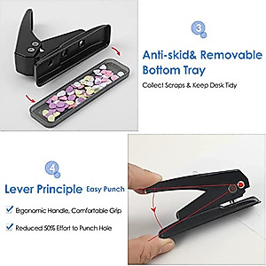 MROCO Hole Punch 1/4" Hole Puncher Single Hole Punch One Hole Punch 1 Hole Punch with Non-Skid Base for Paper, Card, Plastic, Leather, Tag, Chipboard and Art Project, 20 Sheets Punch Capacity, Black