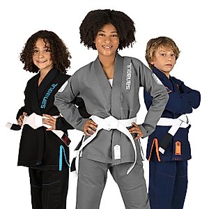 Sanabul Future Legends BJJ Gi for Kids Jiu Jitsu Gi Kimono for Children Youth Preshrunk Fabric & BJJ White Belt Included - Silver/White, K2