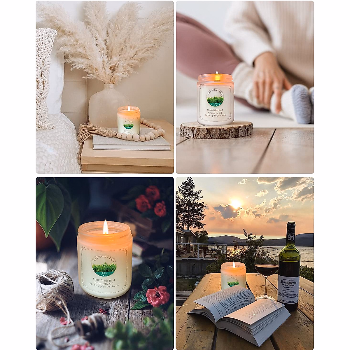 Citronella Candles Outdoor Indoor | Handmade Home Scented Jar Candles Gift Set for Women Men | Soy Wax Candles Aromatherapy Candle for Home Garden Patio Perfect for Christmas Valentine's Day Birthday