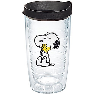 Tervis Peanuts - Felt Tumbler with Emblem and Black Lid 16oz, Clear