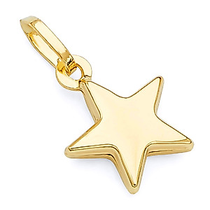14k REAL Yellow Gold Star Charm Pendant