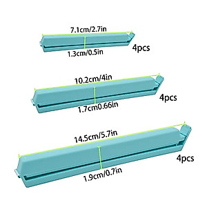 12pcs Food Bag Sealing Clips, 3 Size Chip Clips, Multi-Colors Fresh-Keeping Clamp for Snack Bag