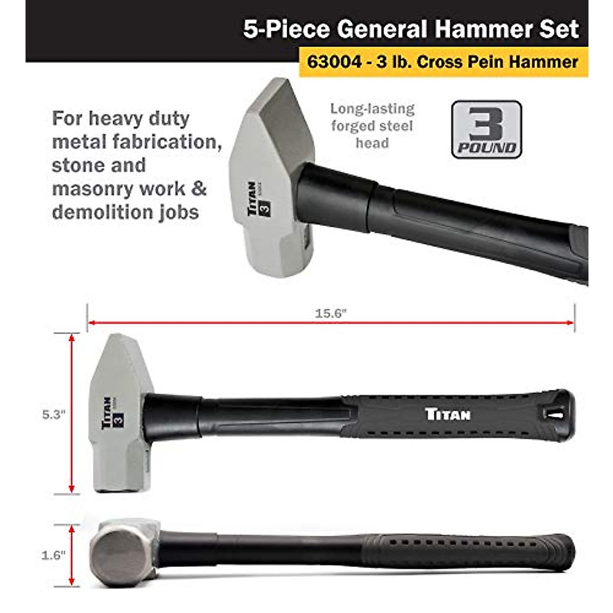 Titan 63125 5-Piece Hammer Set
