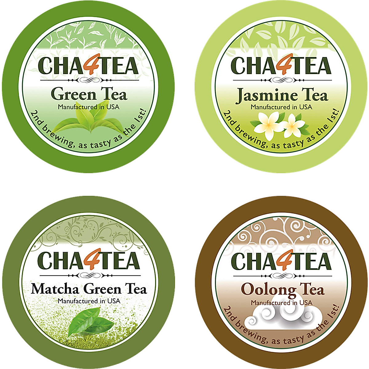 Cha4TEA 36-Count Assorted Green Tea for Keurig K-Cup Brewers (Matcha Green Tea, Green Tea, Jasmine /Oolong Green Tea)