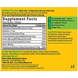 Nature Made Super B Energy Complex, Dietary Supplement for Brain Cell Function Support, 160 Softgels, 160 Day Supply