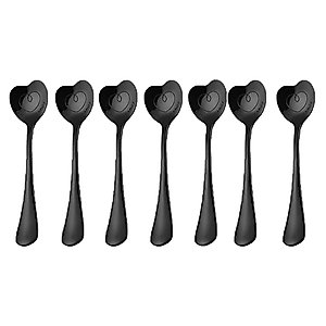 Stainless Steel Spoon Set 7 Pack, Heart Shaped Spoons, Coffee spoon，Dessert Spoon, Ice Cream Spoons, tea spoons，Love spoon, Cute holiday gift (Rose gold, 7)