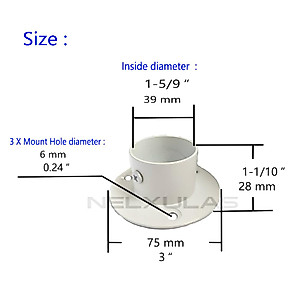 NELXULAS Stainless Steel Heavy Duty Closet Rod Holder,Shower Curtain Rod End Supports Socket,Flange Rod Holder Closet Pole,Adjustable Tightness Easy Installation (1-1/2 INCH, White)