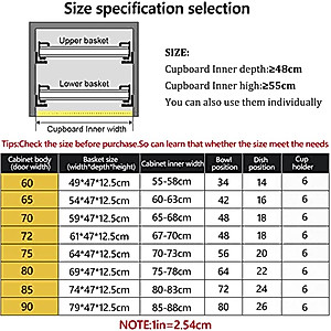 2 Tier Pull Out Cabinet Organizers Storage Stainless Steel Heavy Duty Double Tier Wire Basket Slide Out Shelf Storage for Under Cabinet, Pantry, Metal Sliding Drawer Shelve for Cans, Jars, Bowl (Black