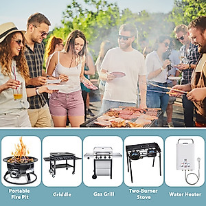 SHINESTAR 6 Feet Propane Regulator and Hose, Fit for Gas Grill, Blackstone 28"/36" Griddle, Propane Fit Pit and More, Low Pressure, 3/8" Female Flare