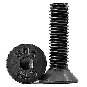 M6-1.0 x 30mm Flat Head Socket Cap Screws, 10.9 Grade Alloy Steel, Allen Socket Drive, Black Oxide Finish, Machine Thread, 50 PCS