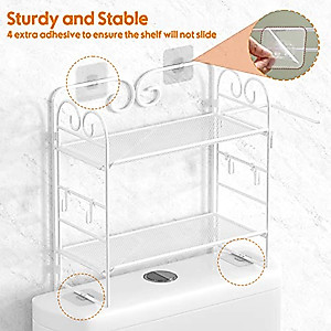 Ceayell Enlarge Over The Toilet Storage, 2-Tier Bathroom Storage Organizer Shelves Over Toilet, Bathroom Toilet Shelf Organizer, Folding Design, No Drilling Space Saver with Wall Mounting Design