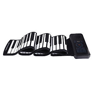 Roll Up Piano 88 Keyboard Aufrollbares Klavier Tasten,Electronic Keyboard Hand Rolling Up Piano Built in 1100mAh Li on Battery(Rolling Up Piano+Pedal+USB Cable+DC Power Cable+Storage Bag)