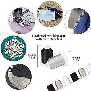 Simthread Embroidery Machine Thread Kit 800Y 21 Spools Black White and Silver Grey Colors for Professional Embroidery Design