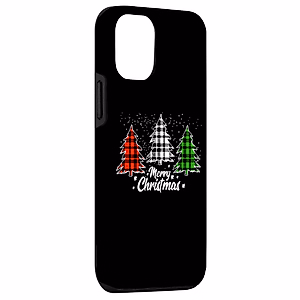 iPhone 13 Pro Merry Christmas Tree Buffalo Plaid Red White Green Xmas Case