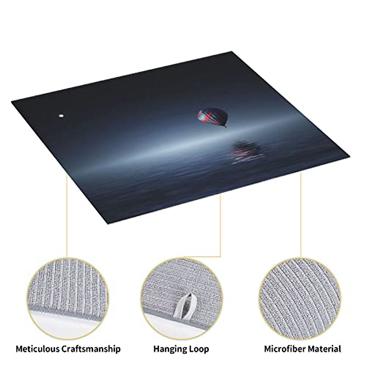 hot air balloon at night Printed Drying Mat For Kitchen Ultra Absorbent Microfiber Dishes Drainer Mats Non-Slip Silicone Quick Dry Pad - 18 X 16inch