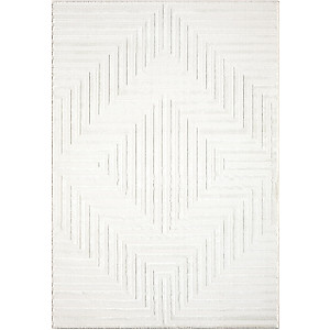 Abani Neutral Cream Area Rug 5' x 8' for Living Room, Bedroom - Tone-on-Tone Geometric Design - Durable & Easy to Clean