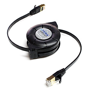 Tera Grand - Premium Cat-7 10 Gigabit Ethernet Retractable Cable for Modem Router LAN Network Playstation Xbox, 1.5Meter (4.9 Ft.) in Retail Package