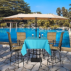 youngseahome Outdoor Tablecloth Wrinkle-Free Stain Resistant Waterproof Polyester Fabric Table Cover with Zipper Umbrella Hole for Picnic/Party/Dinner/Patio Garden(60×60inch Square,Zippered,Aqua)