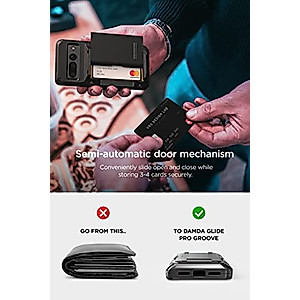 VRS DESIGN Damda Glide Pro Phone Case for Pixel 7 Pro, Sturdy Semi Auto Wallet [4 Cards] Case Compatible for Pixel 7 Pro Case (2022) (Groove Metal Black)