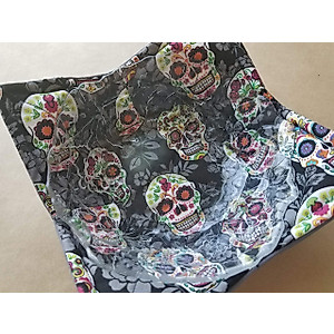 Sugar Skull Microwave Bowl Cozy Día de Muertos Reversible Microwaveable Pot Holder Day of the Dead Bowl Holder Day of the Dead Kitchen Linens Skull Home Decor Gifts Under 10 Halloween Hostess Gift