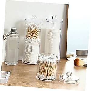 Homoyoyo 2pcs Box Cotton Ball Storage Box Makeup Storage Organizer Box Round Container with Lid Jewelry Organizer Clear Desktop Storage Case Acrylic Holder Toothpick Case Desktop Box