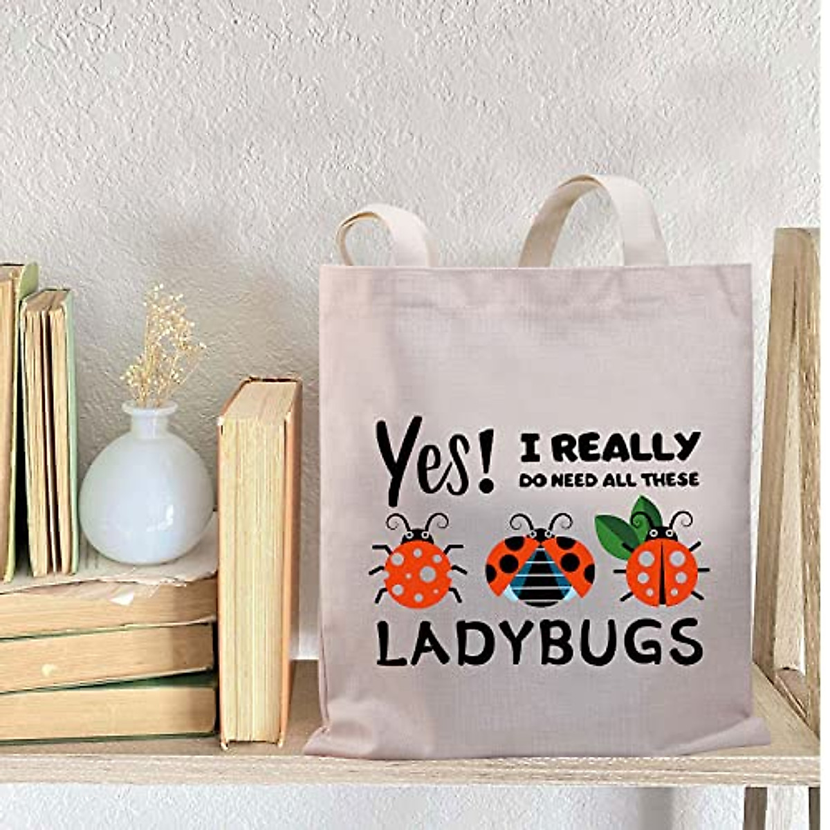 BDPWSS Ladybug Tote Bag For Women Good Luck Ladybug Lover Gift Yes i Really Do Need All These Ladybugs Canvas Handbag (Do need ladybugs TG)