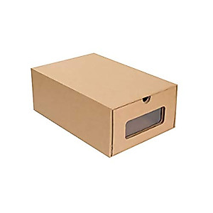 AVEO Shoe Rack Transparent Cowhide Paper Box Thickened Kraft Cardboard Box Transparent Drawer Shoebox Receptacle Box Paper Storage Shoe Cabinet (Color : A)