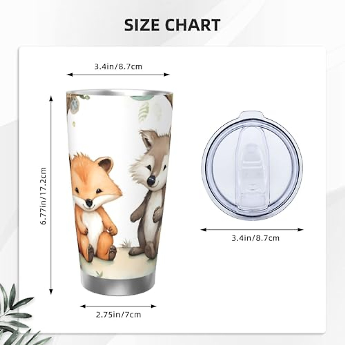 AYCZN Fox Couple 20 OZ Tumbler Stainless Steel Travel Coffee Mug, Fox Flower Insulated Water Bottle with Lid Leakproof Thermal Cup