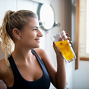 Modwnfy Clear Insulated Tumbler 24 Oz, Double Wall Tumbler with Black Lid And Straw, Plastic Tumbler Cups, Large Capacity Clear Tumbler, Clear Tumblers for Cold ＆ Hot Drinks