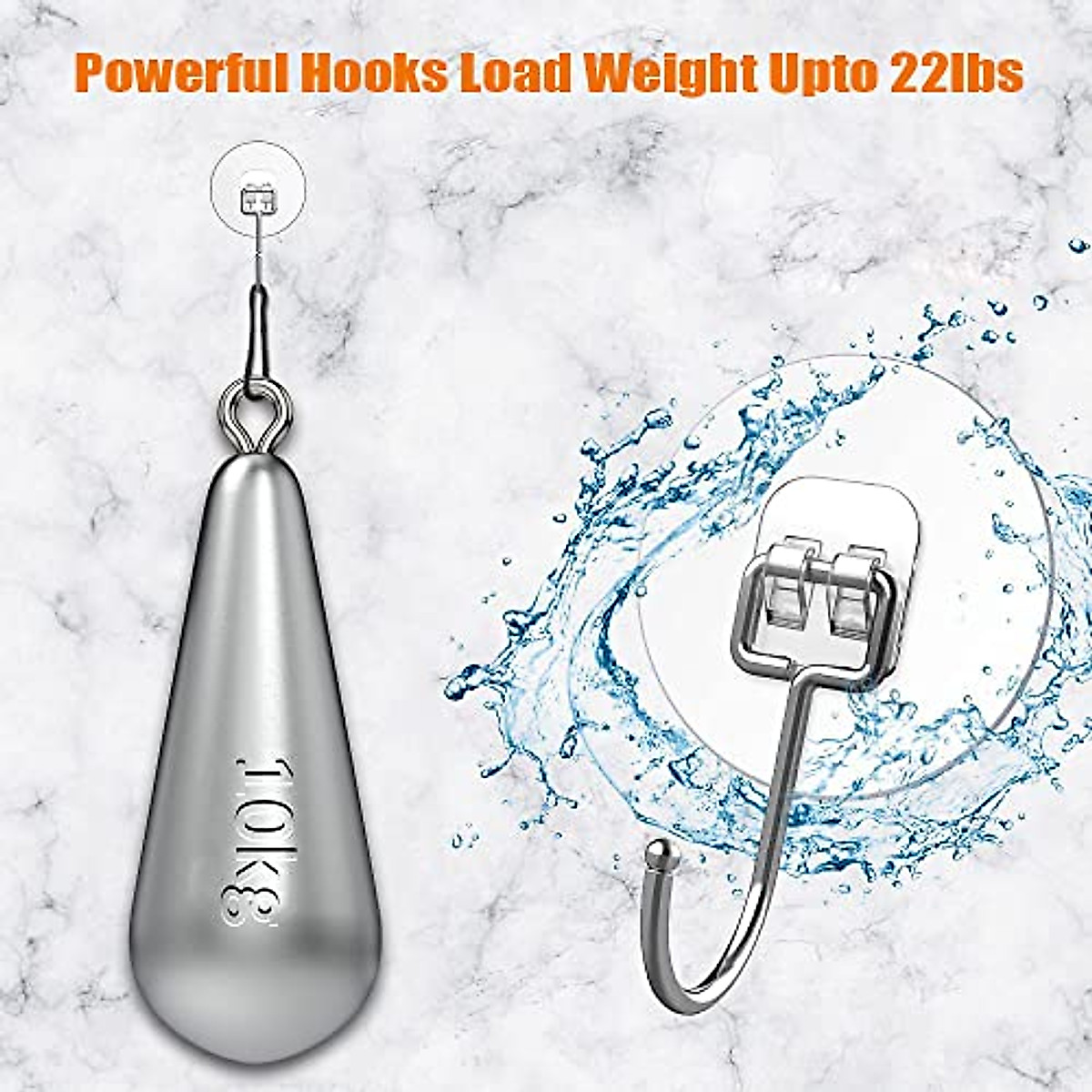 NetCan Adhesive Hooks for Hanging, 22 lbs Heavy Duty Self Adhesive Wall Hooks(Large Size), Sticky Wall Hangers Without Nails for Ceiling Bathroom Kitchen Door(12 Pack)