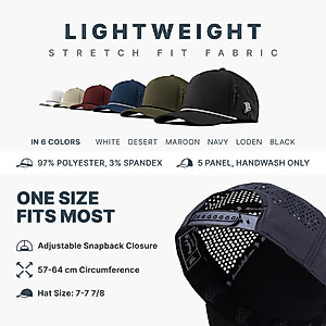 Branded Bills Bare Curved 5 Panel Rope Hat, Black, Fits 7-7 7/8, Flexfit Sweatband, Adjustable Snpaback, Fitted Style | Lightweight, Comfort Stretch, & Quick Dry Baseball Cap