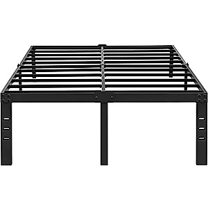 Kilyssa 18 Inch Queen Bed Frame, 3500lbs Heavy Duty Steel Slats Support Metal Platform Bed Frames Noise Free No Box Spring Needed,Black