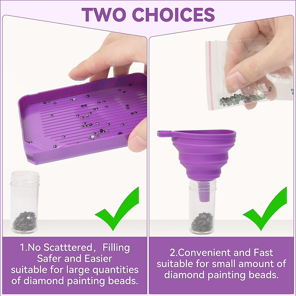 AYIYUN 70 Slots Diamond Painting Storage Containers, Diamond Art Accessories and Tools, Diamond Painting Accessories Kit (Purple Bear)