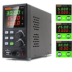 GALOOK DC Power Supply Variable, Bench Power Supply with 3 Memory Storage, Encoder Knob, 4-Digit LED Display, USB Interface Programmable Adjustable Switching Regulated Variable Power Supply(30V 10A)