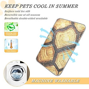 Washable Dog Cooling Mat Turtle Shell Summer Cats Sleeping Mat Carapace Print Dog Bed Mats 22x27.6inch Pet Ice Silk Sleep Kennel Pad Animal Sleep Bed for Home Outdoor Travel