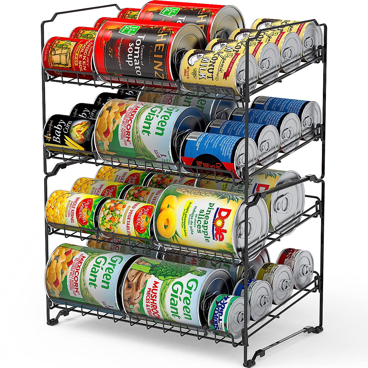 2 Pack SimpleHouseware 2 Tier Can Rack, Black