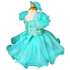 Jenniferwu EB1130NN Infant Toddler Baby Newborn Little Girl's Pageant Party Birthday Dress Mint Blue Size 3T