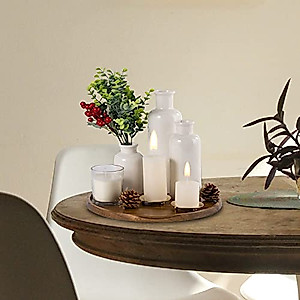 11.5 Inches Decorative Tray Wooden Serving Trays for Food Coffee Holder Round Wood Trays,Decorative Trays for Home Decor Acacia Wood