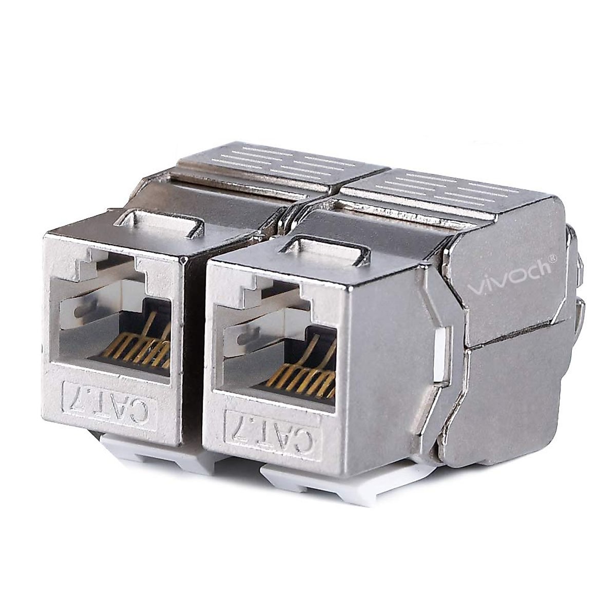 10 Pcs Cat7 Keystone Jack, Cat7 RJ45 FTP Tool-Less Type Zinc Alloy Module Shielded Keystone Jack Adapter 10 Gigabit Modular Jack