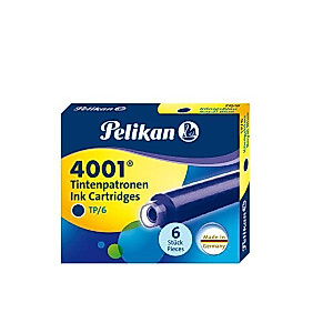 Pelikan 4001 TP/6 Ink Cartridges for Fountain Pens, Royal Blue, 0.8ml, 6 Pack (301176)
