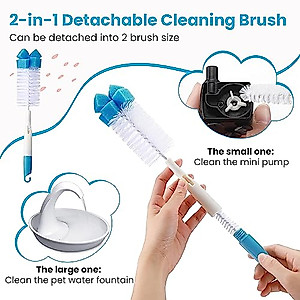 Dreyoo Pet Water Fountain Pump Compatible with PioneerPet Smartcat Fountain, Cat Water Fountain Pump Replacement with Cleaning Brush Kit for Cat Water Dispender Pet Drinking Fountain