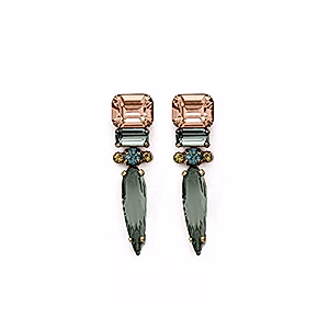 Sorrelli Spiked Drop Earrings, Rhinestone Dangling Earring, Vintage Inspired Crystal Studs, Pierced, Antique Gold-Tone Finish, Legacy Stone Pop