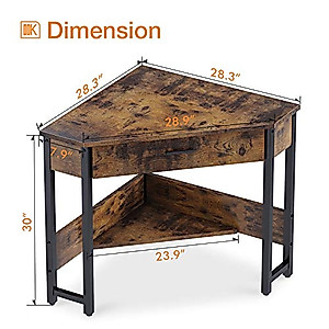 ODK Corner Desk, Triangle Computer Desk Corner Vanity with Large Drawer & Storage Shelves, Corner Writing Desk for Workstation