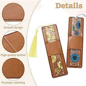 20 Pcs Leather Resin Bookmark Holder 5.9 x 1.8 Inches PU Leather Bookmark Sleeves DIY Leather Bookmarks Blank Display Cards for Bookmark Wrapping Small Business Packaging Supplies Party Favor Gift