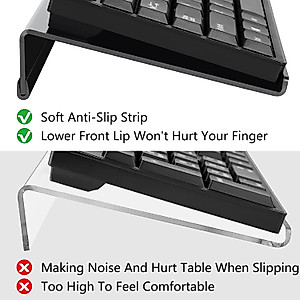 Egchi Acrylic Computer Keyboard Stand for Desk, Keyboard Riser Tilt Lift, Keyboard Holder for Desktop, Desk Keyboard Lifter（Black）
