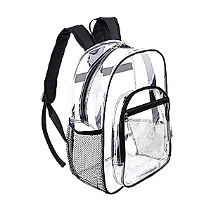 Winterlace 12 Pack 16" Clear Backpack Transparent Heavy Duty Water Resistant PVC for Sports, Stadiums, Festivals, Concerts (3 Assorted Styles)