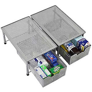 Simple Houseware Stackable Cabinet Basket Drawer Organizer, Silver