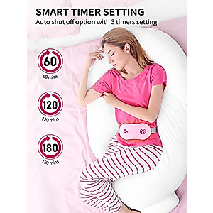 Heating Pad for Period Cramps, Funlover Portable Heating Pad, FSA HSA Eligible, Menstrual Electric Heat Pad with Vibration for Belly Back Pain Relief 3 Auto Off Timer for Girls Women, Pink