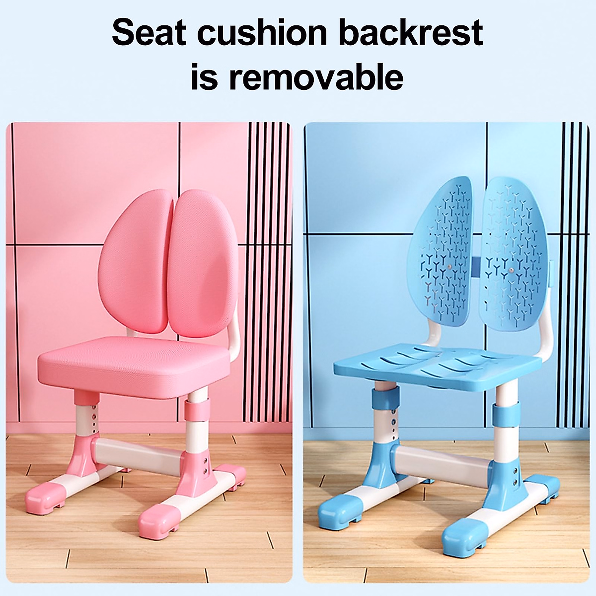 tulkdexi Kids Desk and Chair Set, Children School Study Table Chair Set, Ergonomic Desk Chair with Large Writing Board, Bookshelf and Drawer Blue, 3888198