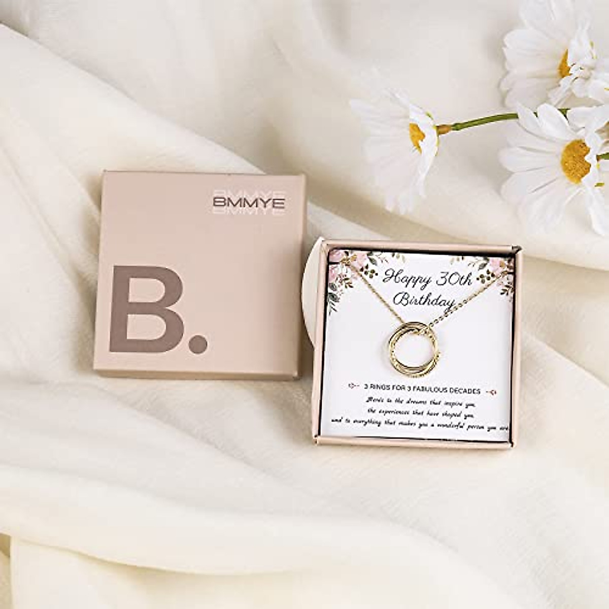 BMMYE 30th Birthday Gifts for Women, Gold Silver Necklace Circle Pendant Mothers Day Jewelry 30 Year Old Birthday Gifts Ideas for Mom Sister Friend